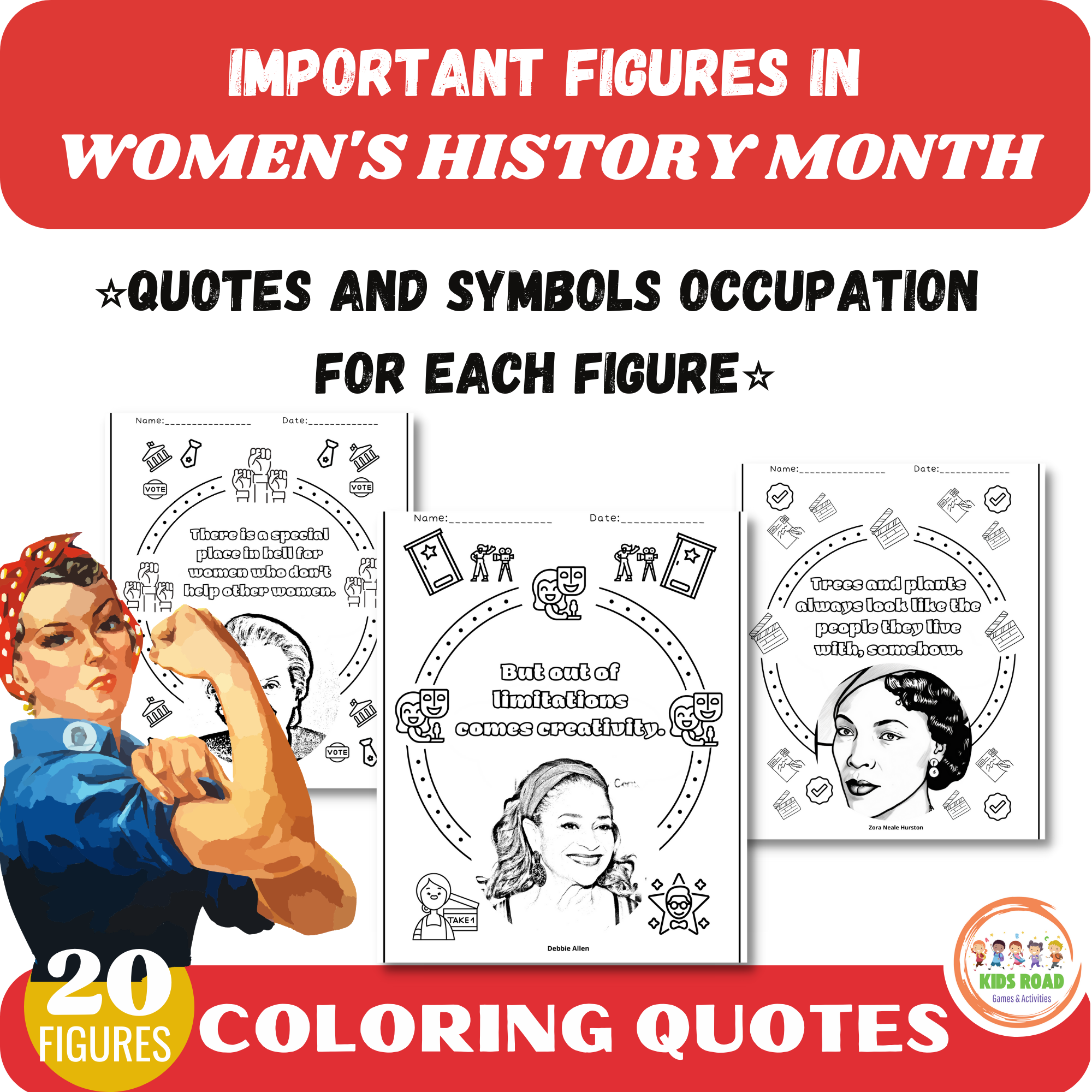Women’s history Month| Coloring quotes activity template ( K, 1st grade ...