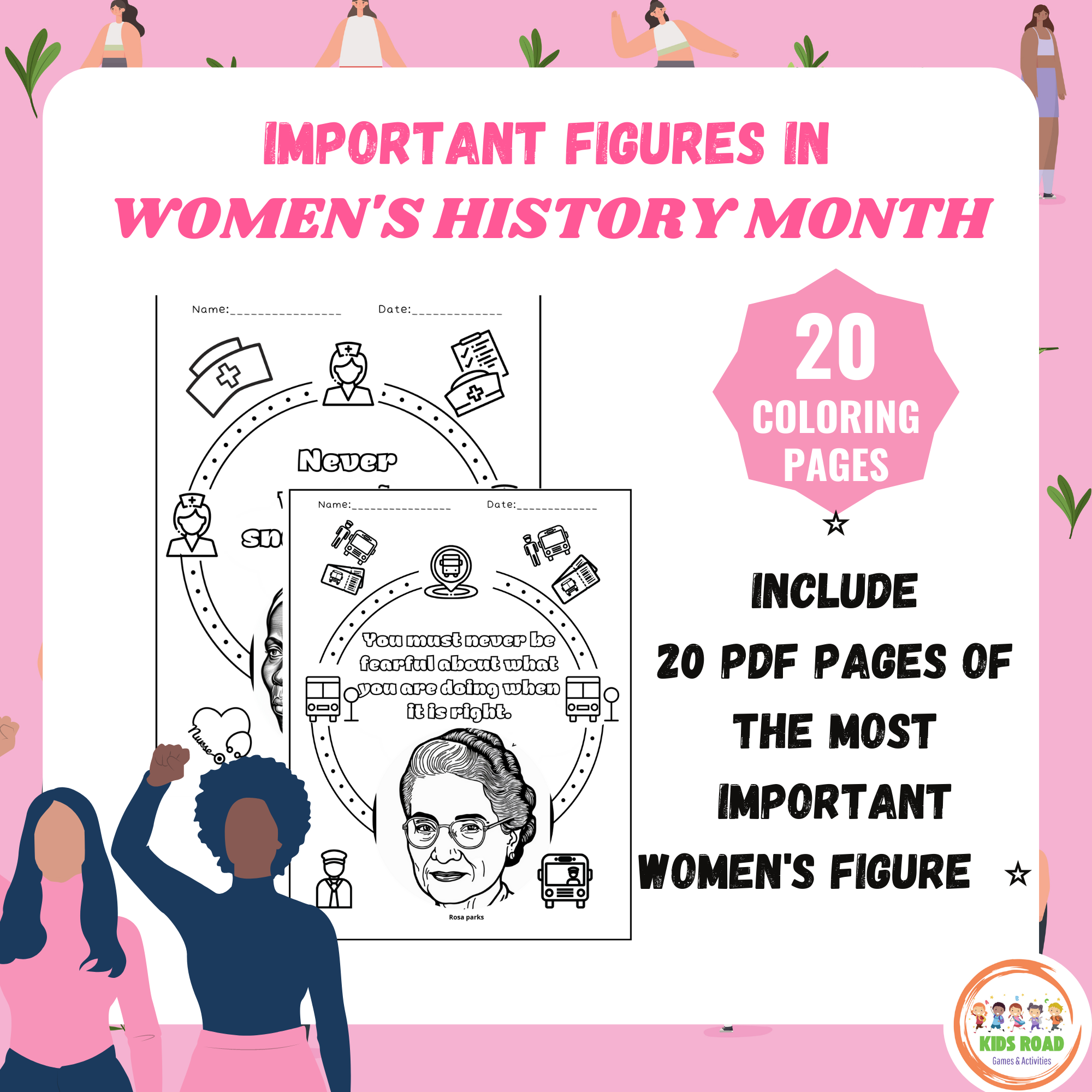 Women’s history Month| Coloring quotes activity template ( K, 1st grade ...