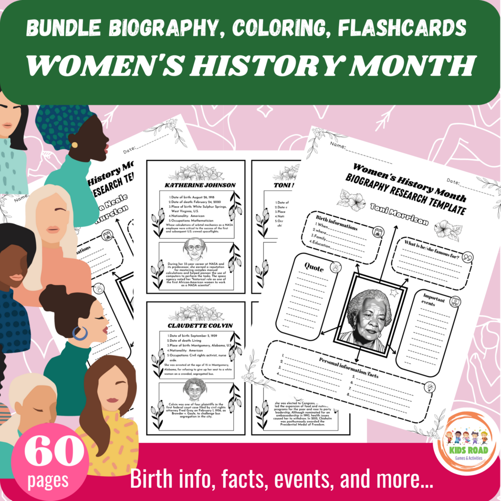 Bundle Women’s History Month , Coloring, Biography, Flashcards(K, 1st ...