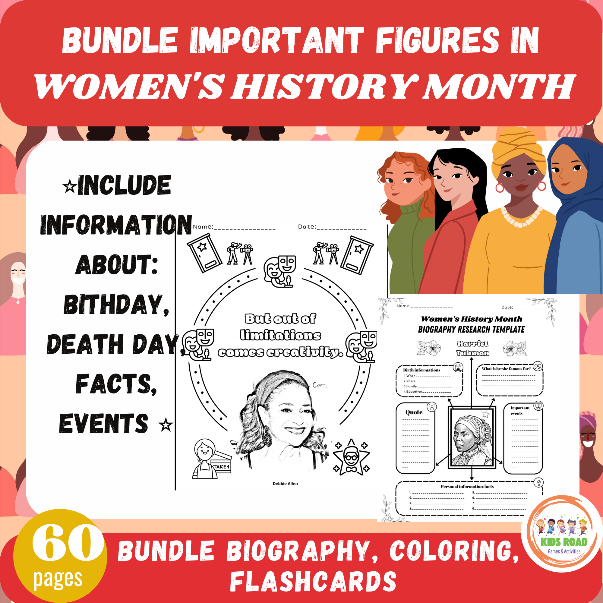Bundle Women’s History Month , Coloring, Biography, Flashcards(K, 1st ...