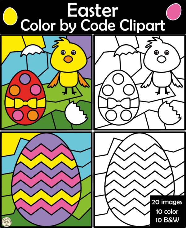 Easter Color By Code Clipart | Made By Teachers