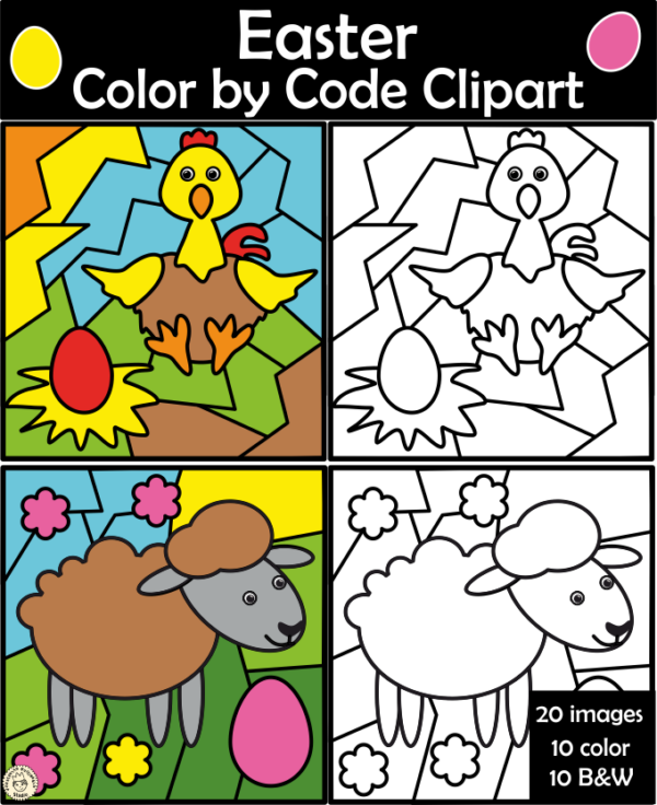 Easter Color By Code Clipart | Made By Teachers