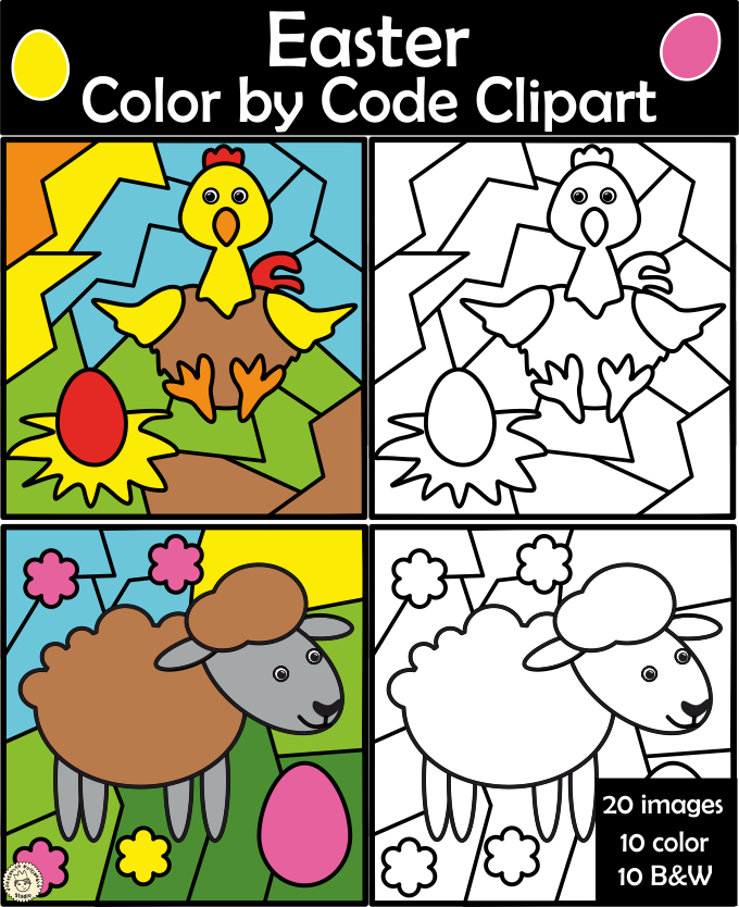Easter Color By Code Clipart | Made By Teachers