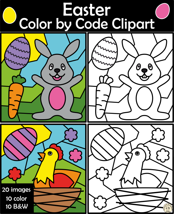 Easter Color By Code Clipart | Made By Teachers