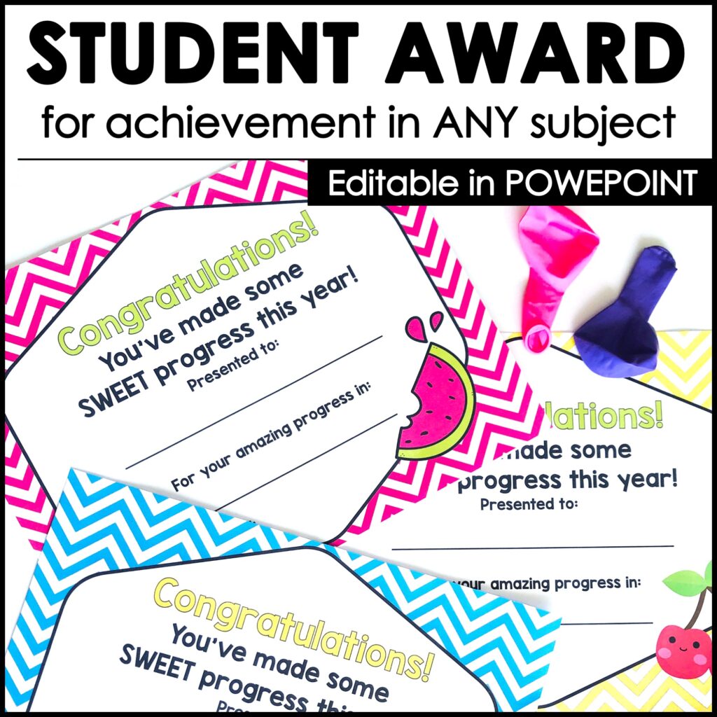 End of the Year Student Award Certificate for ALL Subjects - Editable ...