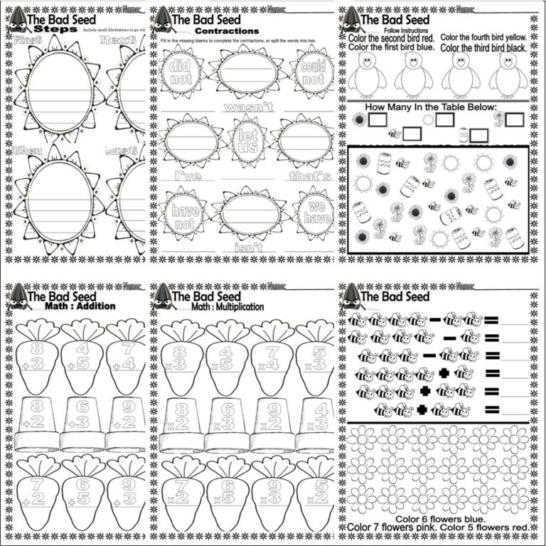 The Bad Seed Book Companion Reading Comprehension Worksheets | Made By ...
