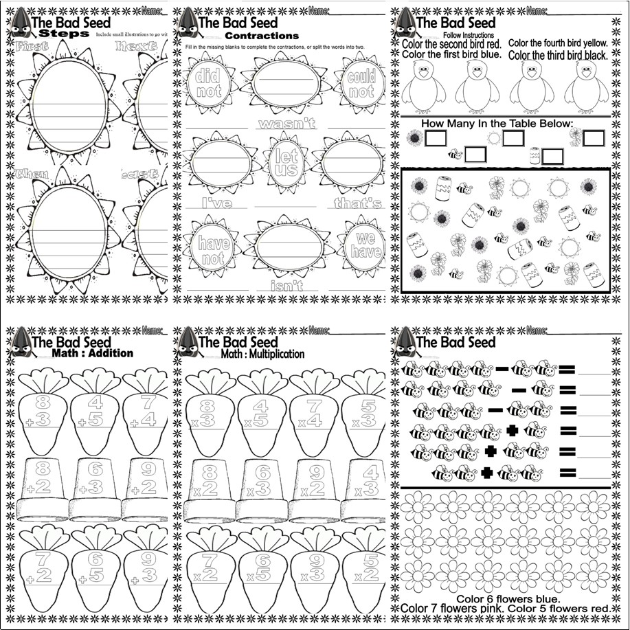 The Bad Seed Book Companion Reading Comprehension Worksheets | Made By ...