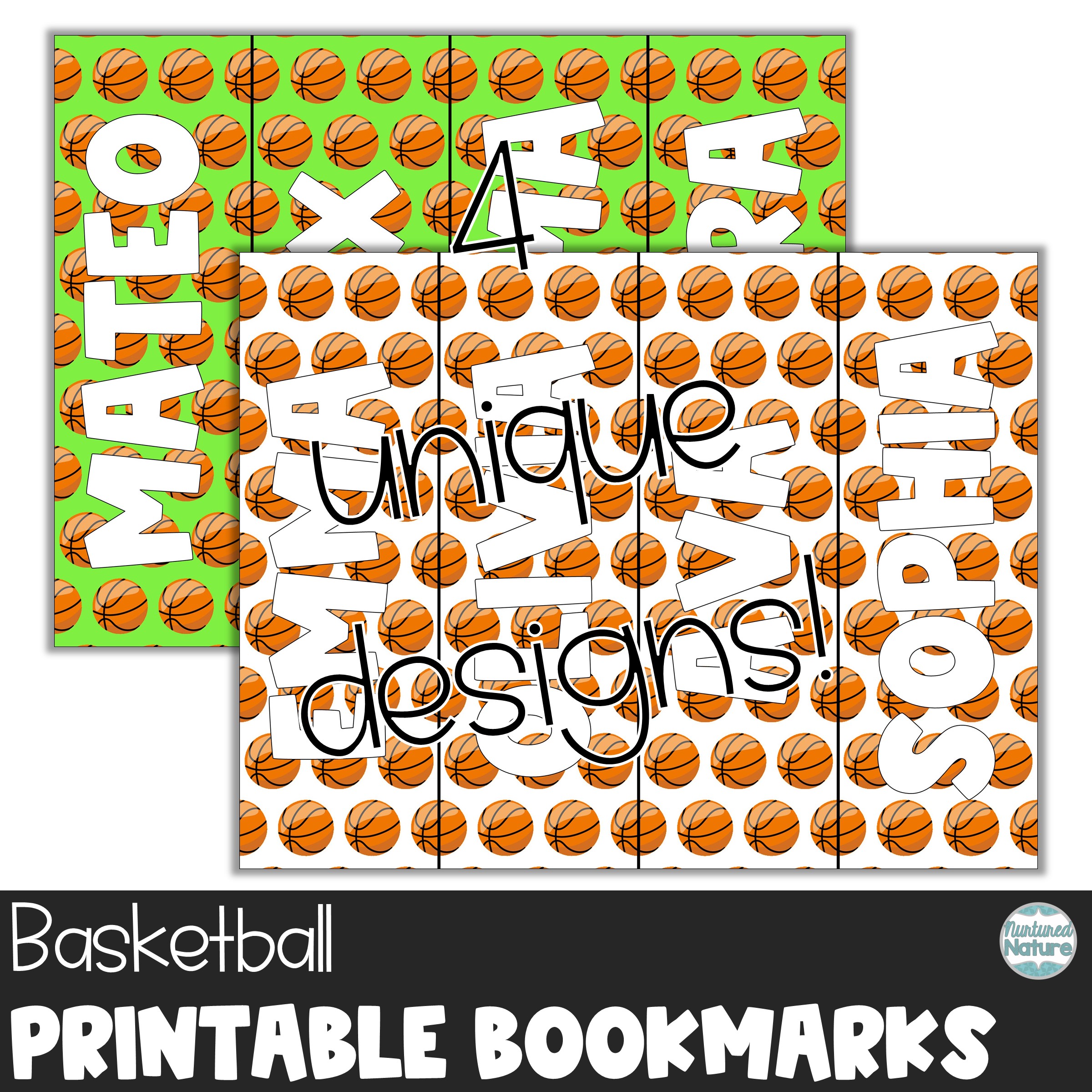 Editable Name Bookmarks - Basketball Sports Theme | Made By Teachers