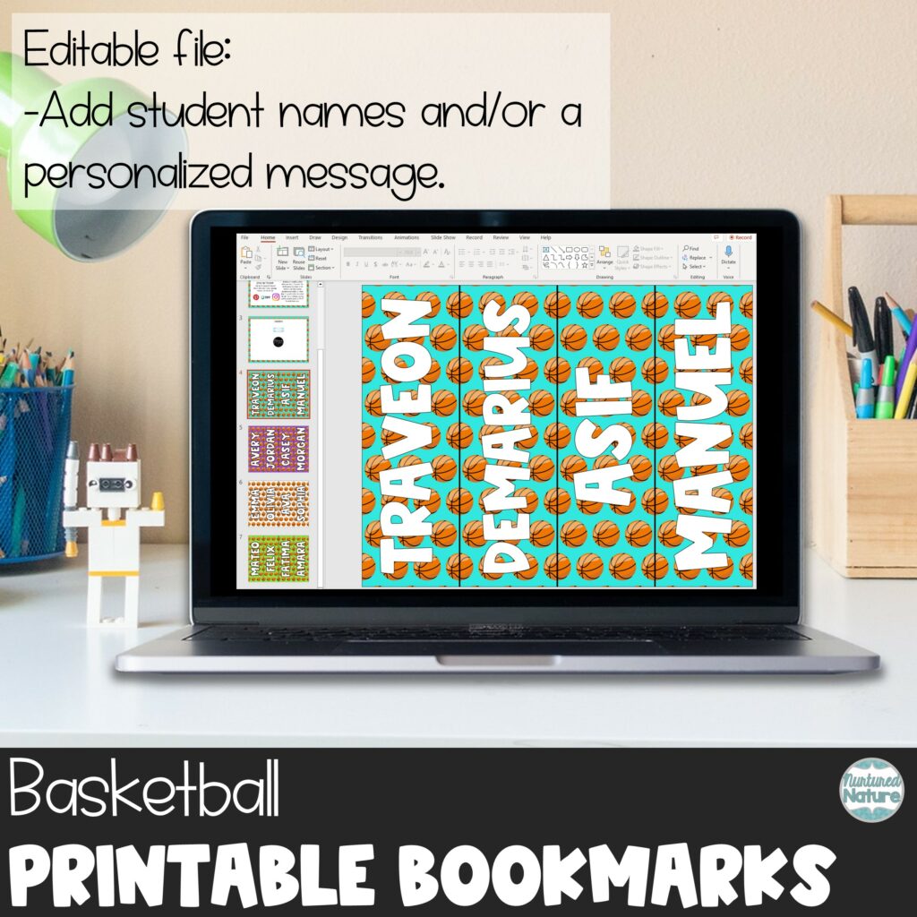 Editable Name Bookmarks - Basketball Sports Theme | Made By Teachers