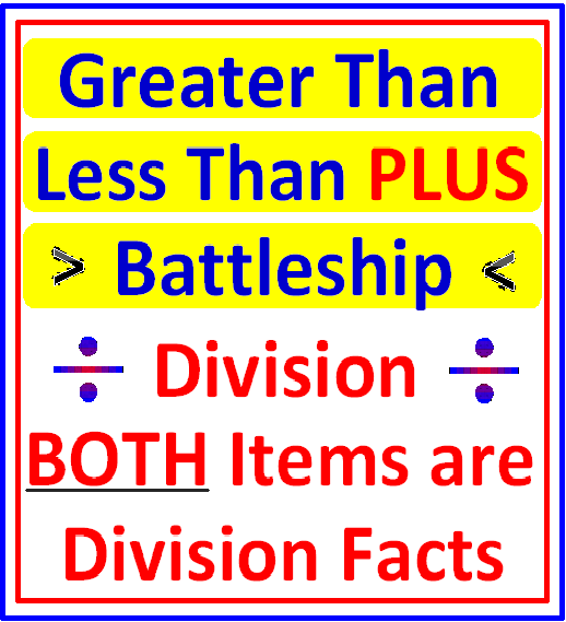 Greater Than Less Than Division Facts PLUS Battleship Division Facts ...
