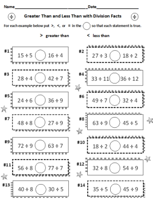 Greater Than Less Than Division Facts PLUS Battleship Division Facts ...