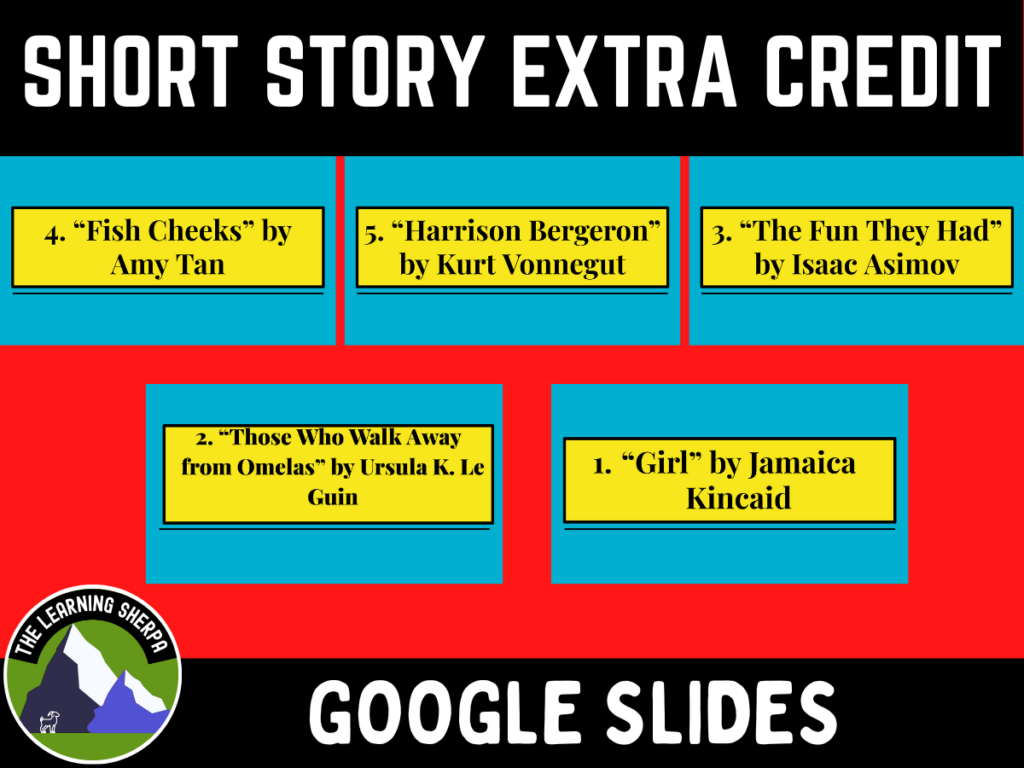 Short Story Extra Credit Project | Made By Teachers
