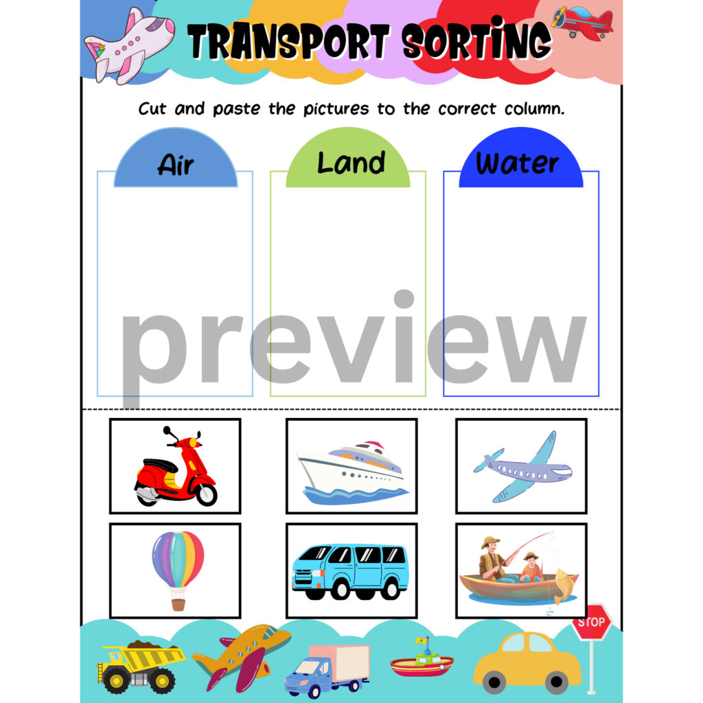 Transportation Activities: Air Land Water Transportation Activity for ...