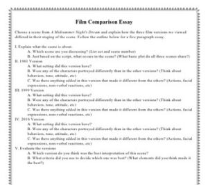 A Midsummer Night's Dream: Film Comparison Notes & Essay Prompt | Made ...