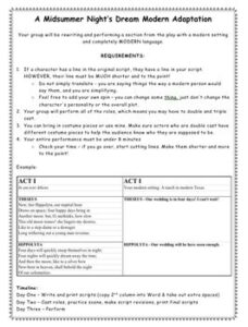 A Midsummer Night's Dream: Modern Adaptation Project | Made By Teachers
