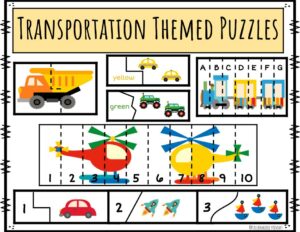 Transportation Themed Printable Puzzles Pack for PreK & Kindergarten ...