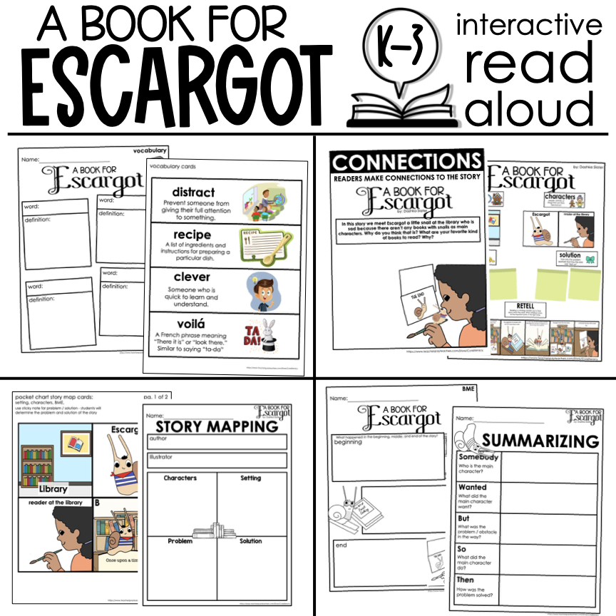A Book for Escargot Interactive Read Aloud | Sequencing RETELL Craft ...