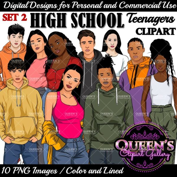 High School Teenagers Clipart, Teenagers Clipart, Teen Clipart BUNDLE ...