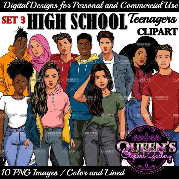 High School Teenagers Clipart, Teenagers Clipart, Teen Clipart BUNDLE ...