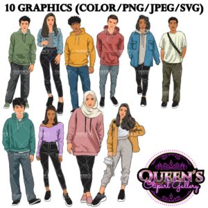 High School Teenagers Clipart, Teenagers Clipart, Teen Clipart BUNDLE ...