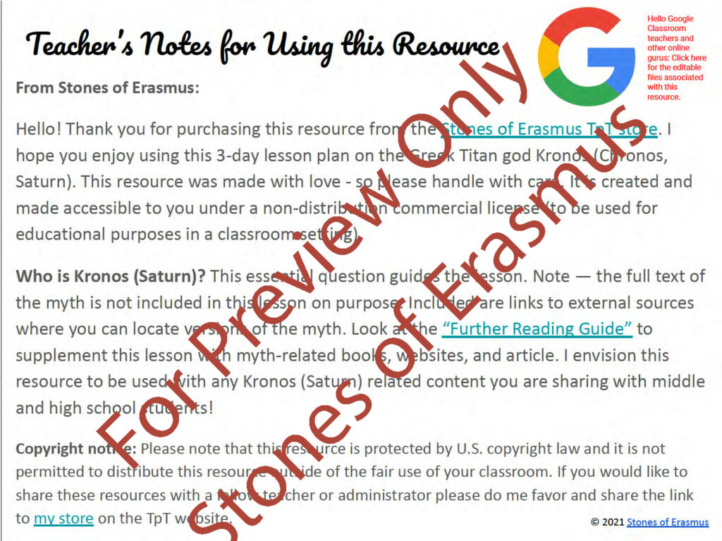 Kronos Dethroned by Zeus: An Engaging 3-Day Lesson Plan - Mythology ...