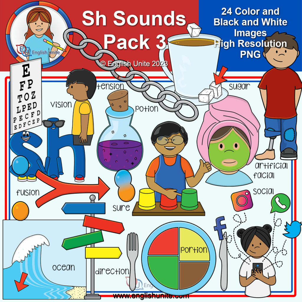 Clip Art - Digraph Sh Sounds (Sh Pack 3) | Made By Teachers