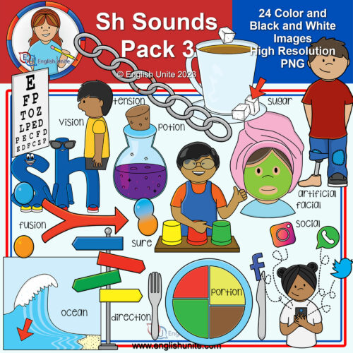 Clip Art - Digraph Sh Sounds (Sh Pack 3) | Made By Teachers