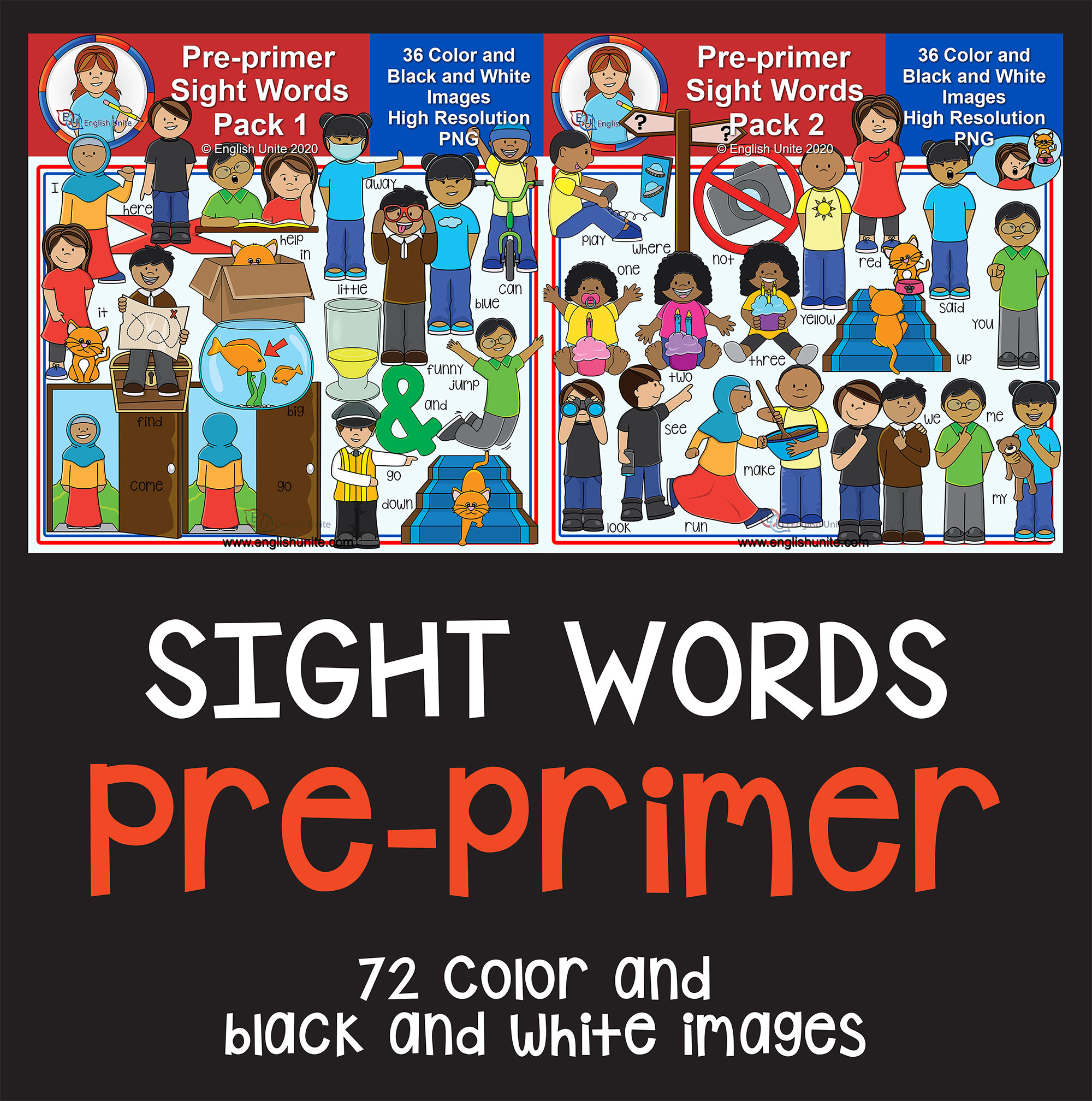 Clip Art - Sight Words - Pre-primer Bundle | Made By Teachers