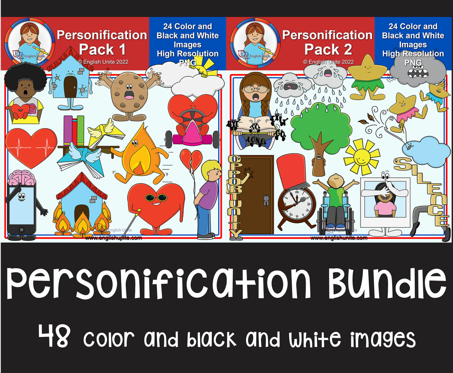 Clip Art - Personification Bundle (Figurative Language) | Made By Teachers