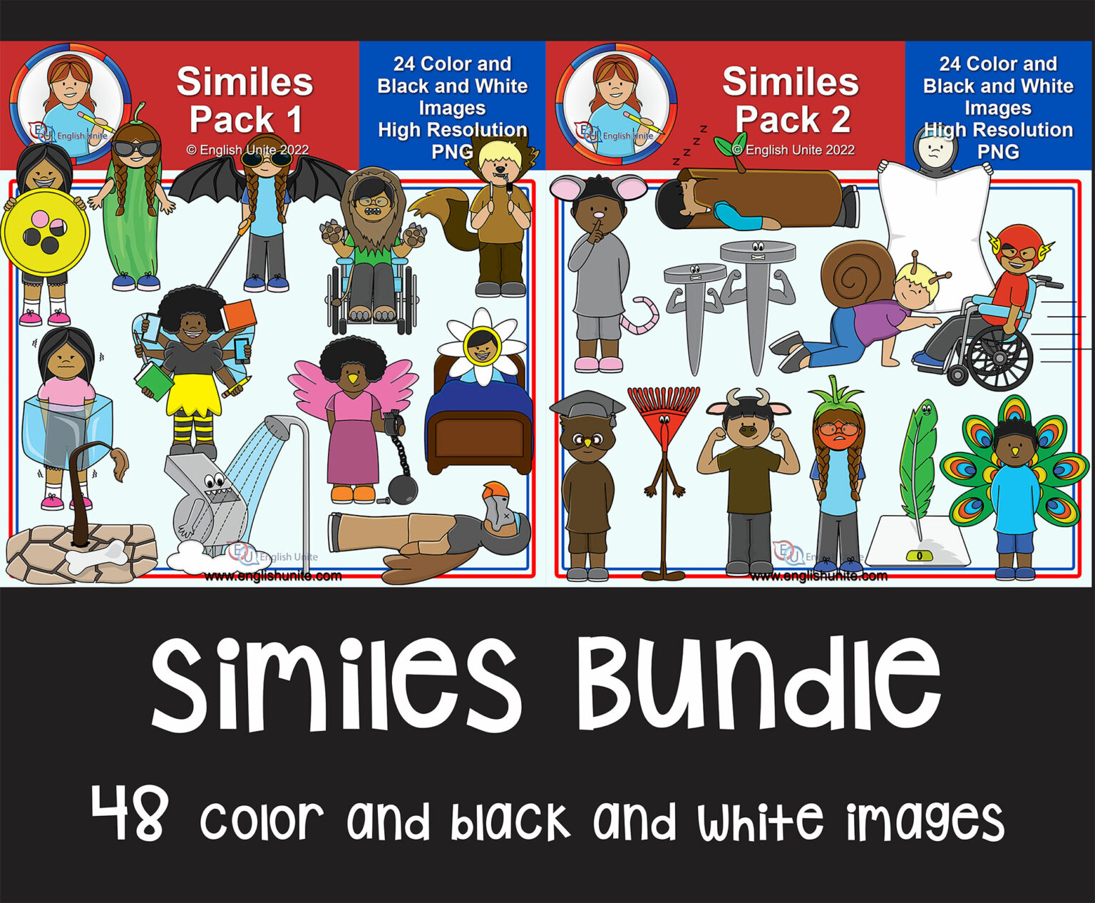 Clip Art - Similes Bundle (Figurative Language) | Made By Teachers