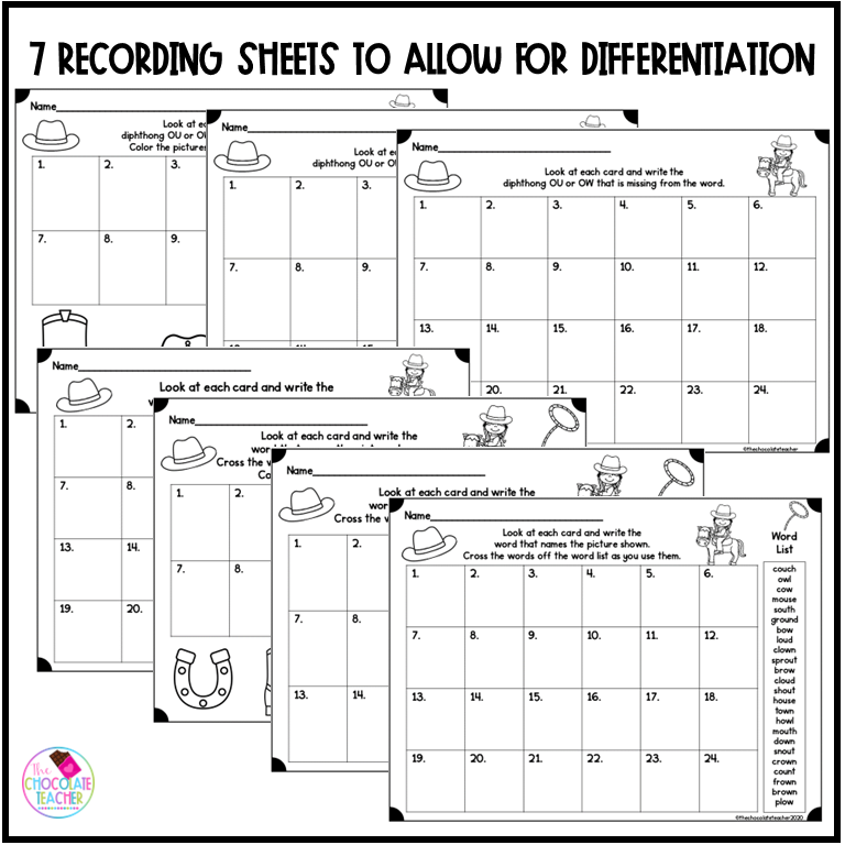 OU and OW - Diphthongs - Vowel Pairs - Phonics - Write the Room | Made ...