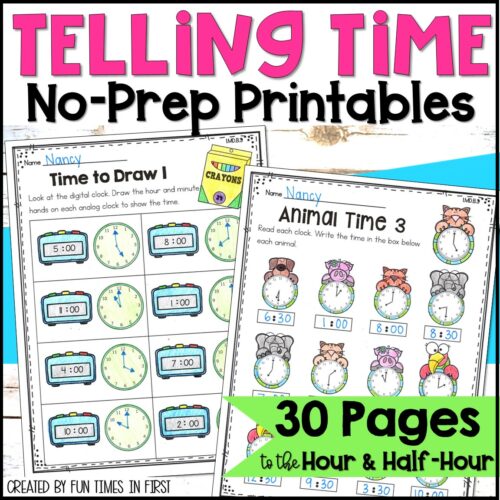 1st Grade Telling Time to the Hour and Half Hour NO PREP Printable ...