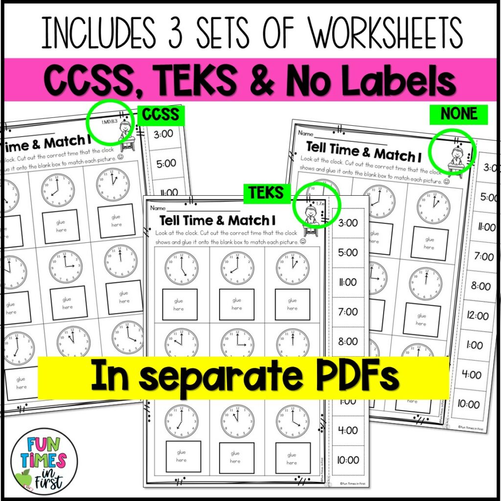 1st Grade Telling Time to the Hour and Half Hour NO PREP Printable ...