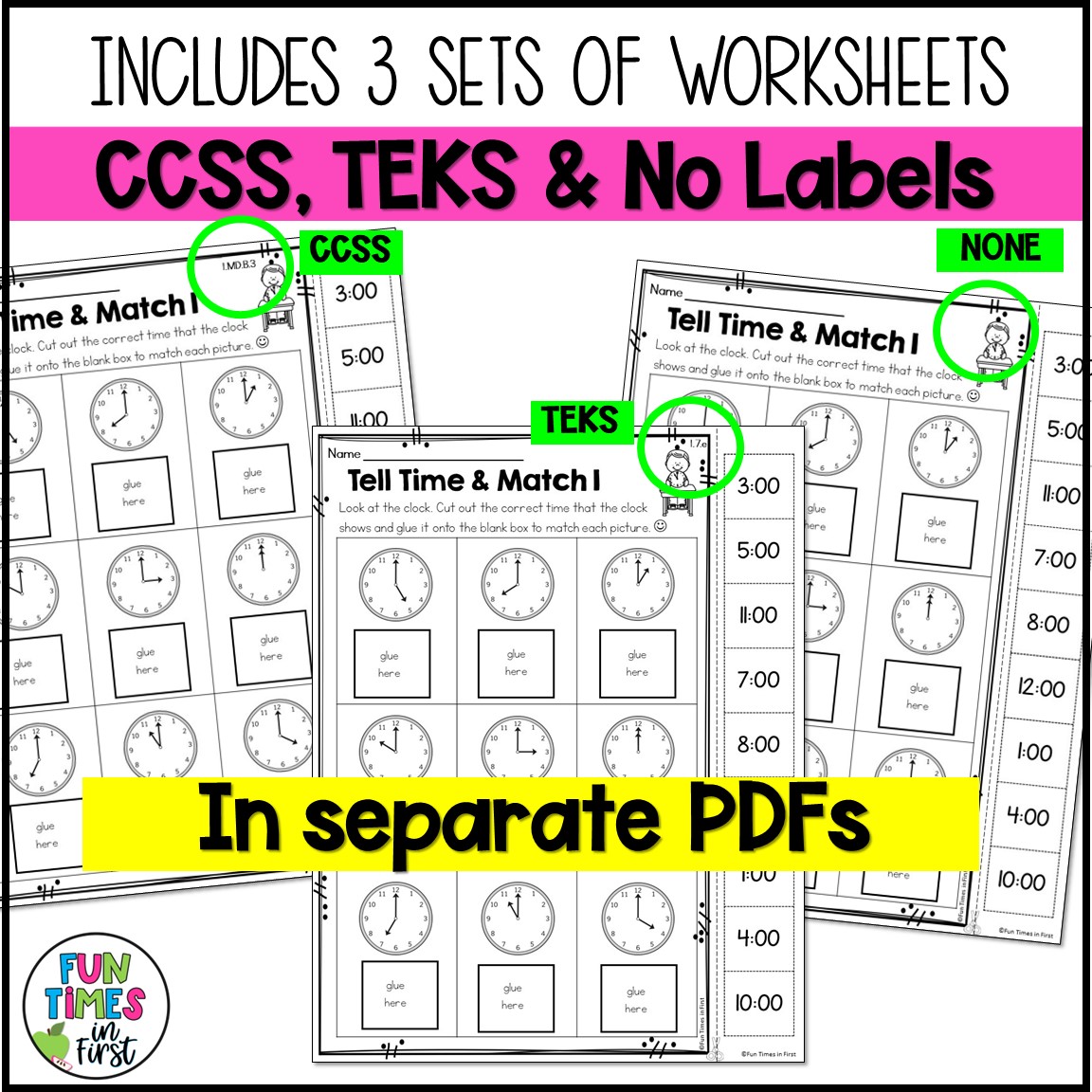 1st Grade Telling Time to the Hour and Half Hour NO PREP Printable ...