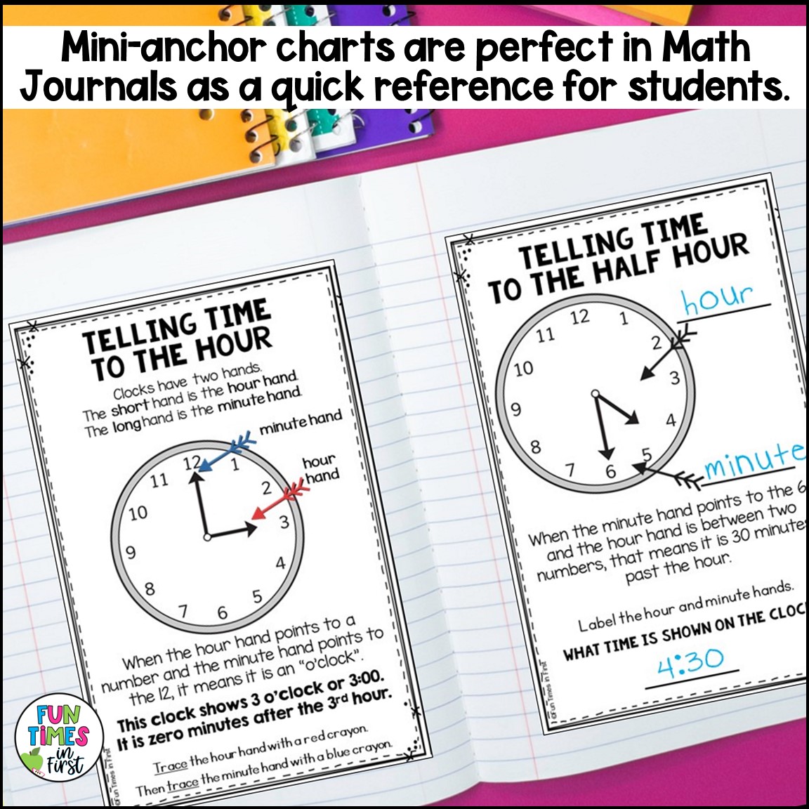 1st Grade Telling Time to the Hour and Half Hour NO PREP Printable ...
