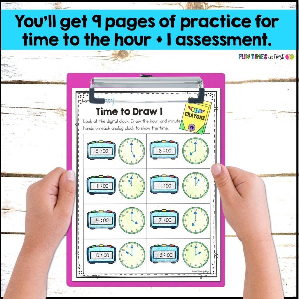 1st Grade Telling Time to the Hour and Half Hour NO PREP Printable ...