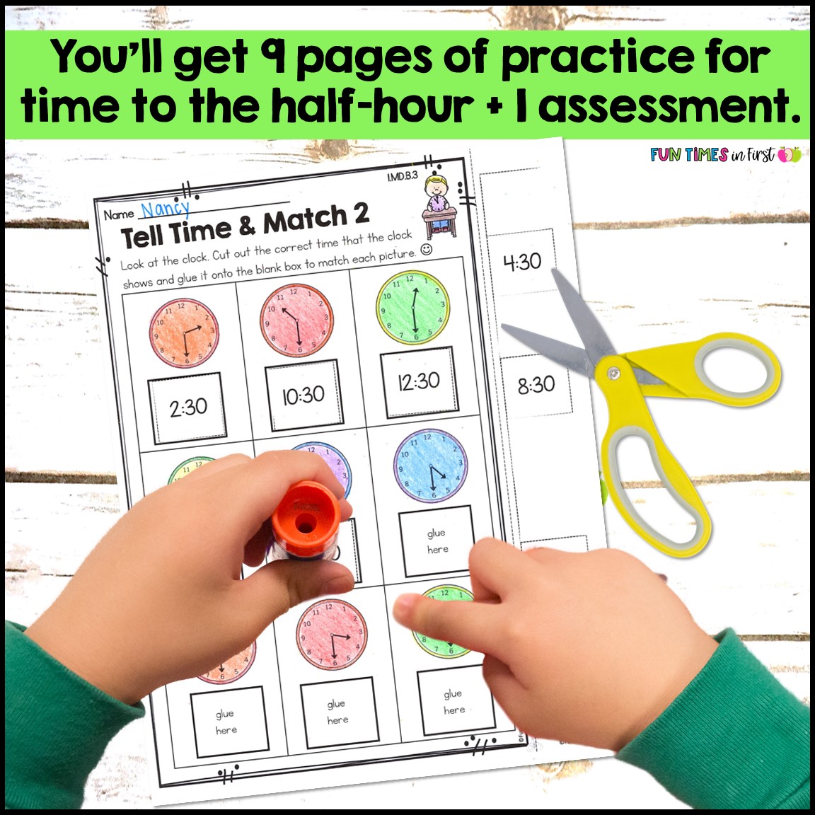 1st Grade Telling Time to the Hour and Half Hour NO PREP Printable ...