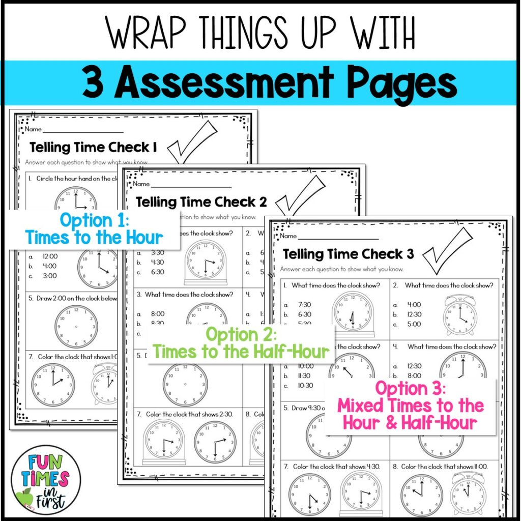 1st Grade Telling Time to the Hour and Half Hour NO PREP Printable ...