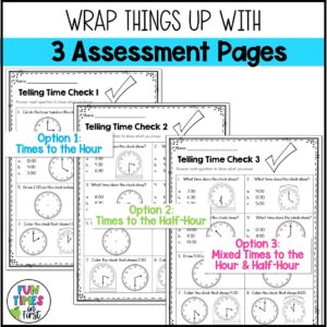 1st Grade Telling Time to the Hour and Half Hour NO PREP Printable ...