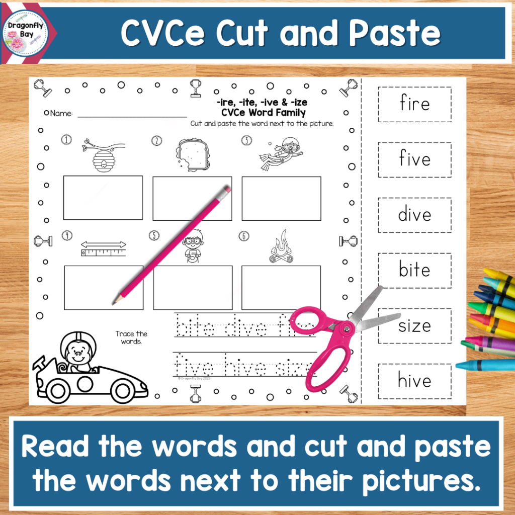 CVCe Blend to Read Cut and Paste Phonics Printable Worksheets | Made By ...