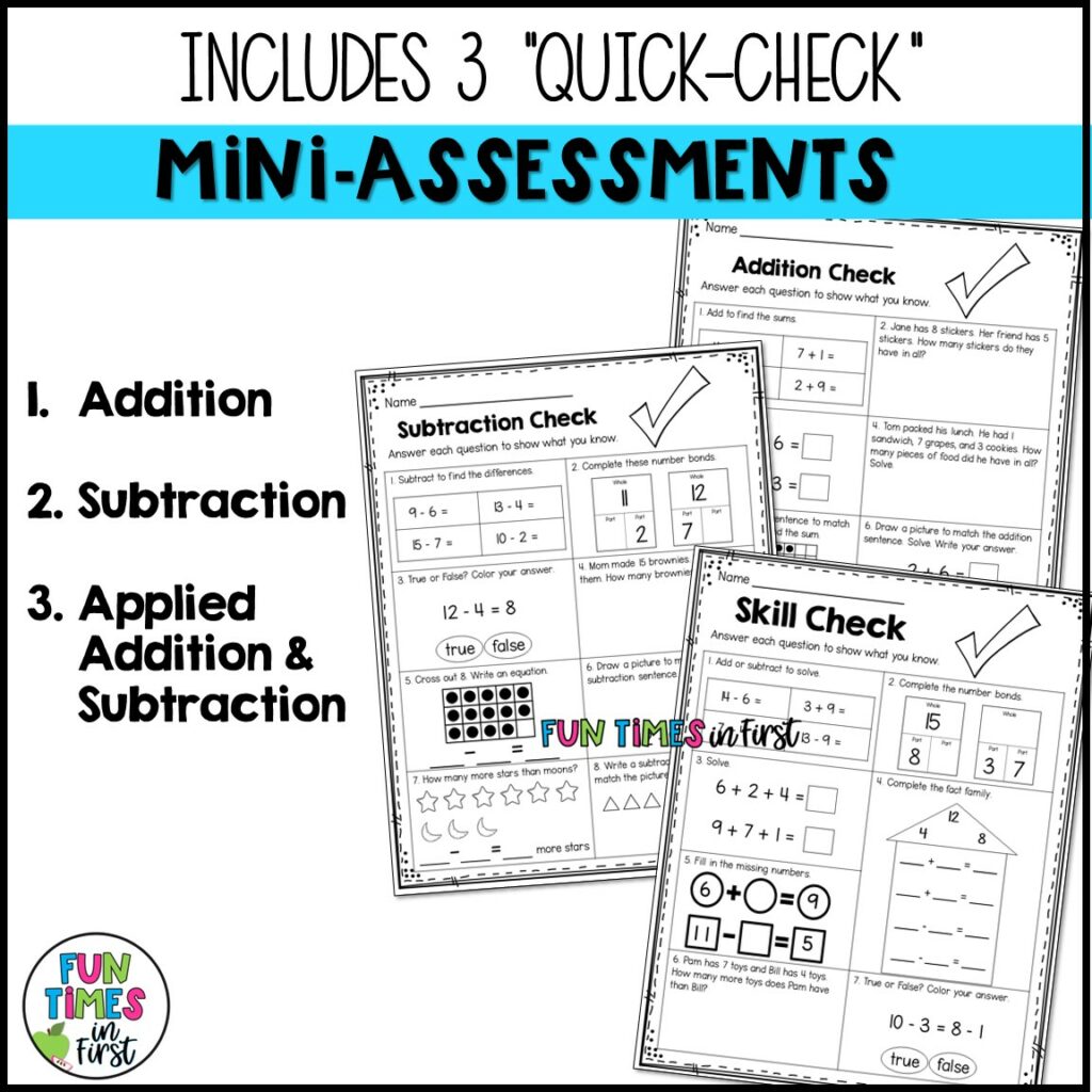 1st Grade Addition and Subtraction within 20 NO PREP Printable ...