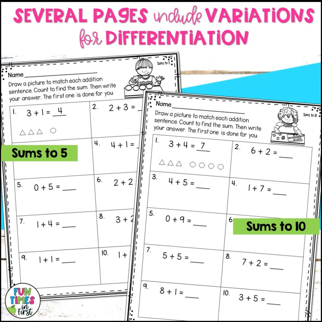 1st Grade Addition and Subtraction within 20 NO PREP Printable ...