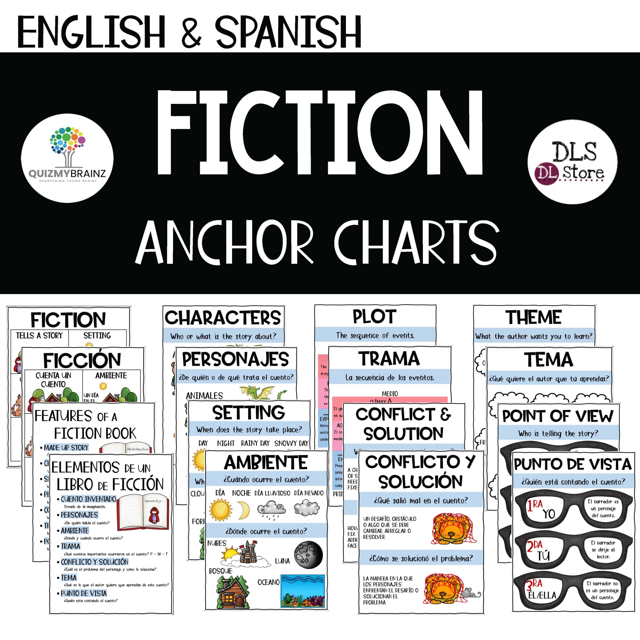 English Spanish Fiction And Story Elements Anchor Charts Made By
