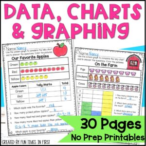 1st Grade Math Data and Graphing NO PREP Printable Worksheets - Made By ...