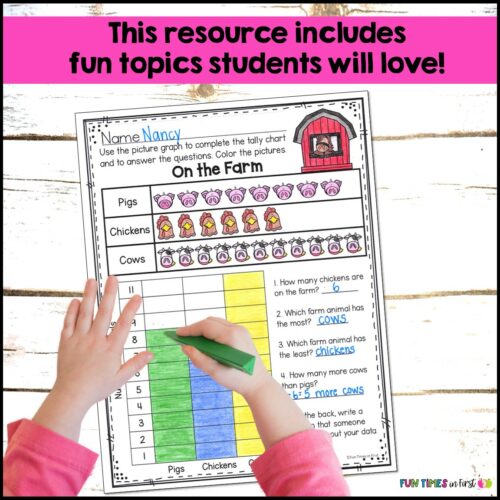 1st Grade Math Data and Graphing NO PREP Printable Worksheets | Made By ...