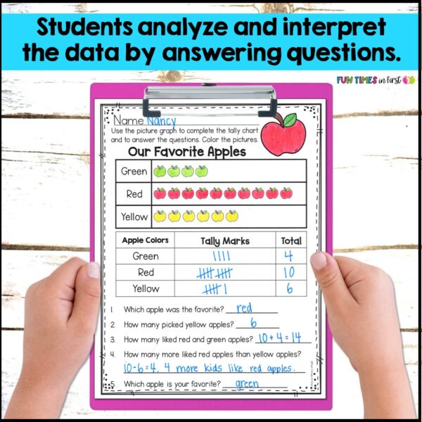 1st Grade Math Data and Graphing NO PREP Printable Worksheets | Made By ...