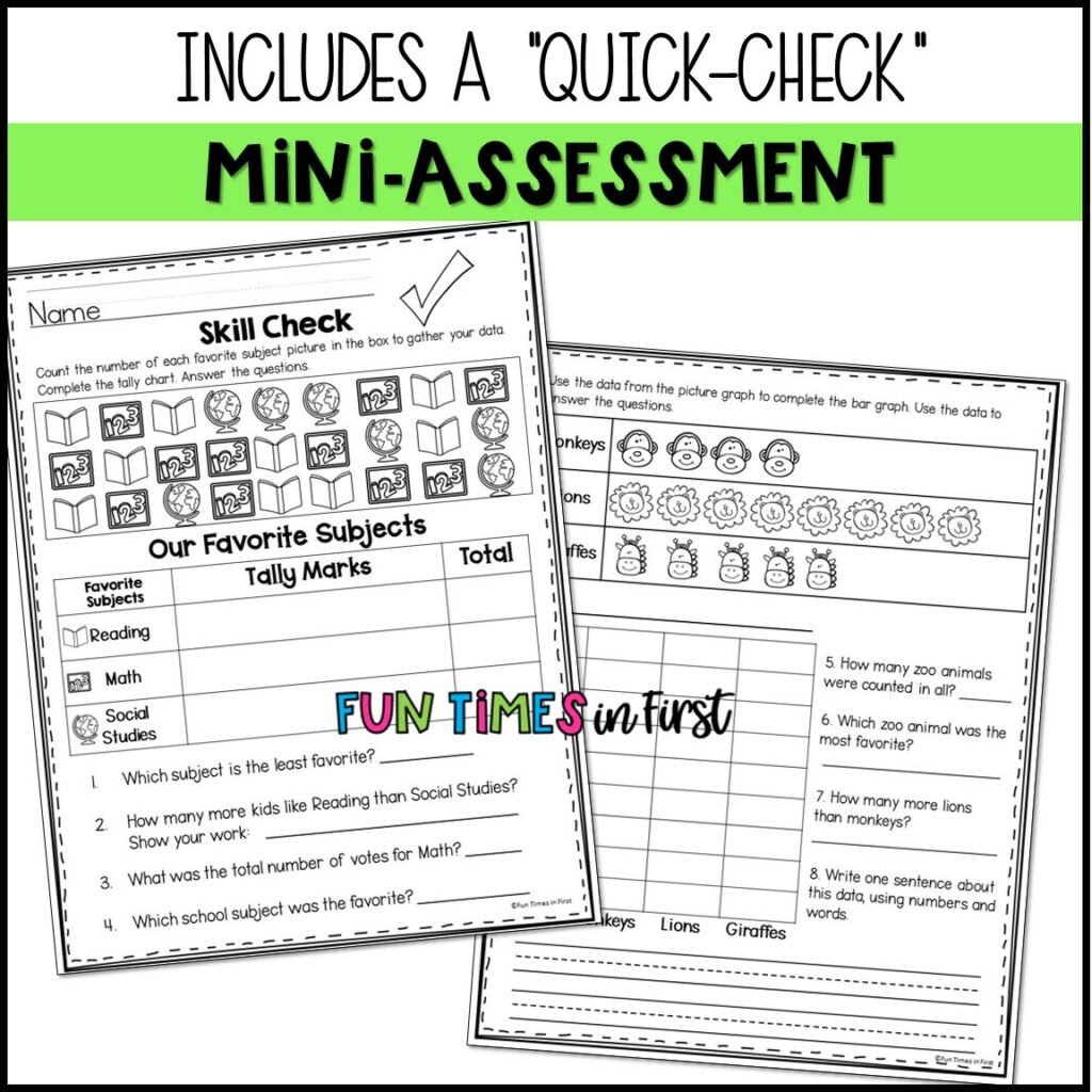 1st Grade Math Data and Graphing NO PREP Printable Worksheets | Made By ...