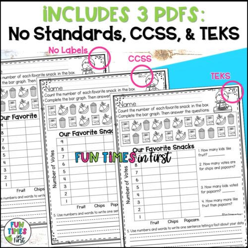 1st Grade Math Data and Graphing NO PREP Printable Worksheets | Made By ...