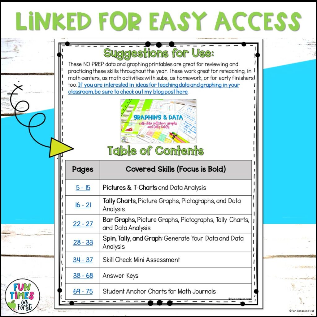 1st Grade Math Data and Graphing NO PREP Printable Worksheets | Made By ...
