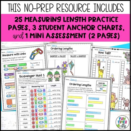 Measuring Length with Nonstandard Units NO PREP Printables 1st Grade ...